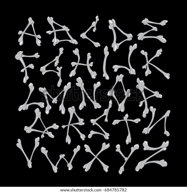 Bones Alphabet Vector Set Halloween Abc Stock Vector (Royalty Free ...