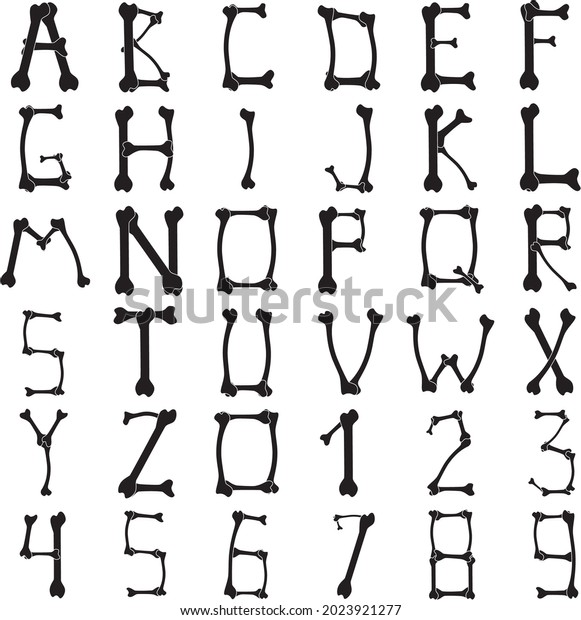 Bones Font Letters Numbers Alphabet Stock Vector (Royalty Free ...