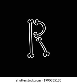 Bones Typography Outline Letter R Blue Stock Vector (Royalty Free ...