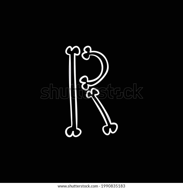 Bones Typography Outline Letter R Blue Stock Vector (Royalty Free ...