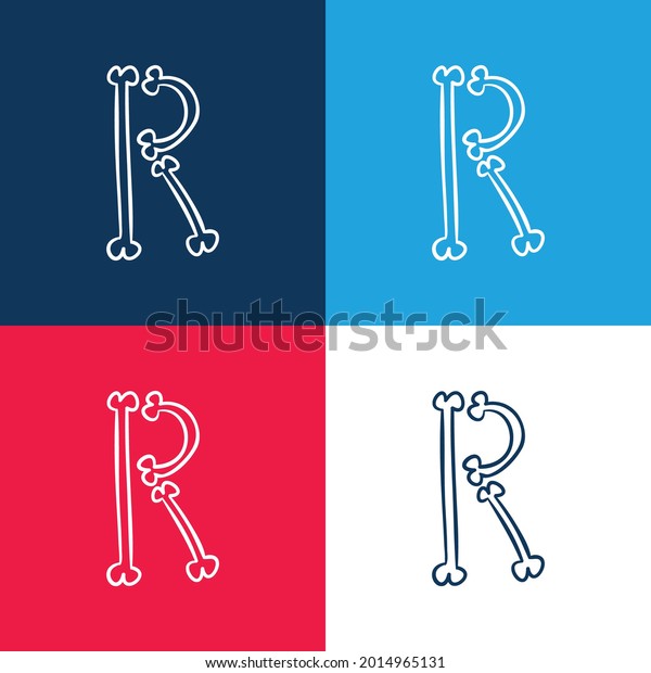 Bones Typography Outline Letter R Blue Stock Vector (Royalty Free ...