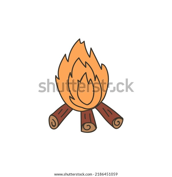 Bonfire Colorful Doodle Illustration Vector Colorful Stock Vector ...