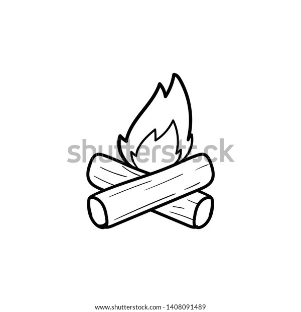 Bonfire Doodle Hand Drawing Vector Black: vetor stock (livre de ...