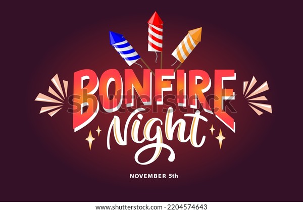 Bonfire Night Vector Lettering Illustration Greeting Stock Vector ...