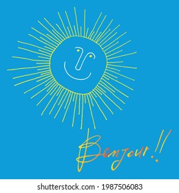 Bonjour Vector Illustration Sun Hand Drawn Stock Vector (Royalty Free ...