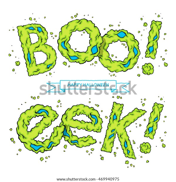 Boo Eek Happy Halloween Typography Calligraphy Stock Vector (Royalty ...