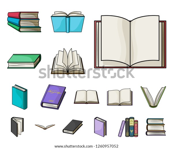 Book Binding Cartoon Icons Set Collection 스톡 벡터(로열티 프리) 1260957052