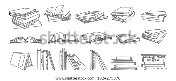 Book Black Line Cartoon Set Hand Stock Vector (Royalty Free) 1824275570 ...