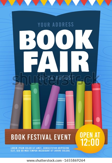 Book Fair Flyer Event Invitation Bookshelf Stock Vector (Royalty Free ...