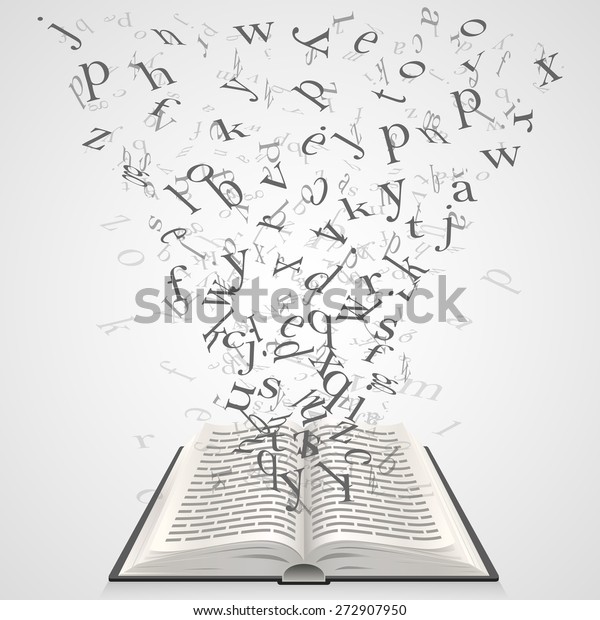 Book Flying Letters Education Template Design Stock Vector (Royalty ...