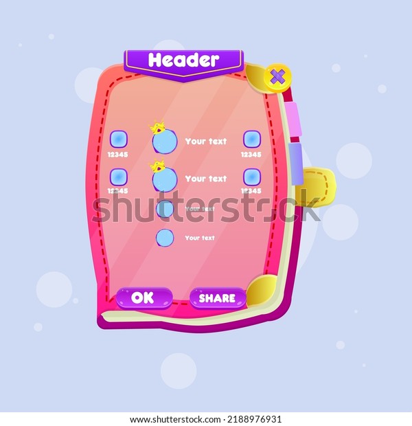 Book Game UI Pop Pop Rating 스톡 벡터(로열티 프리) 2188976931 | Shutterstock