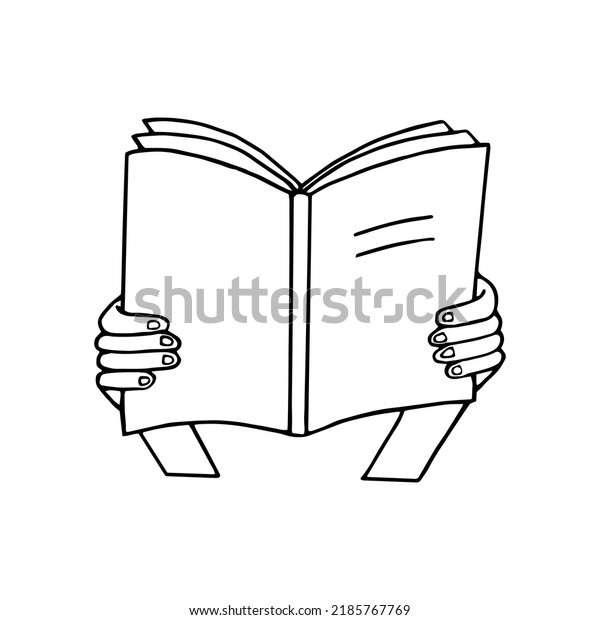 Book Hands Reading Concept Illustration Doodle Stock Vector (Royalty ...