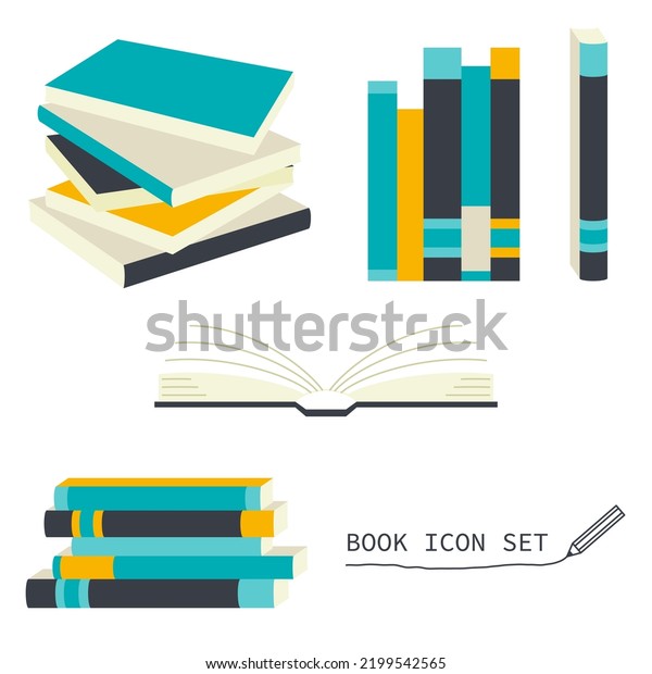 Book Icon Illustration Set White Background Stock Vector (Royalty Free ...