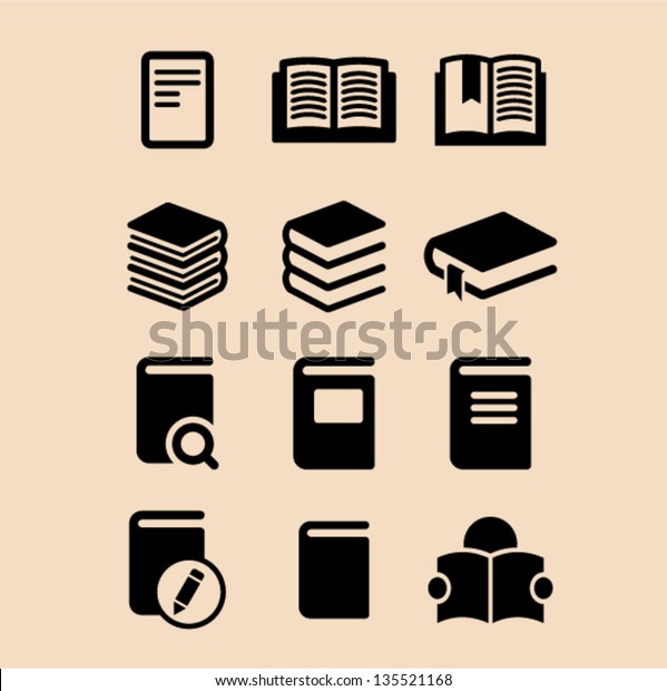 Book Icon Set Stock Vector (Royalty Free) 135521168