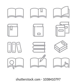 Book Icon Set White Background Isolated Stock Vector (Royalty Free ...