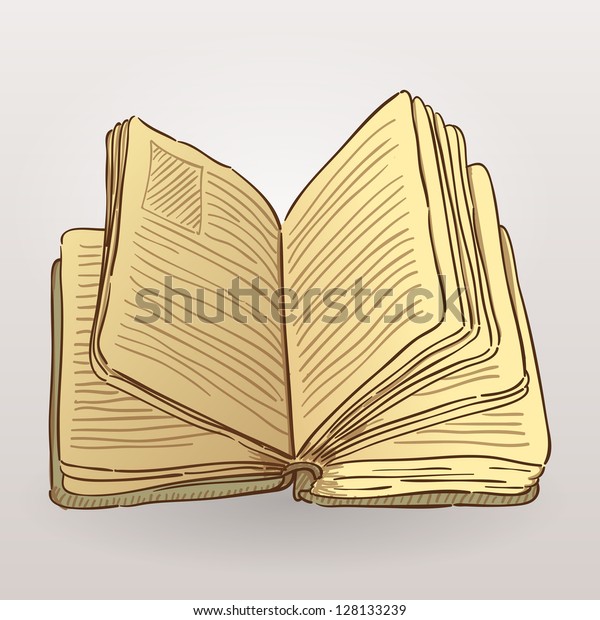 Book Illustration Brown Handmade Drawing Open Stock Vector (Royalty ...