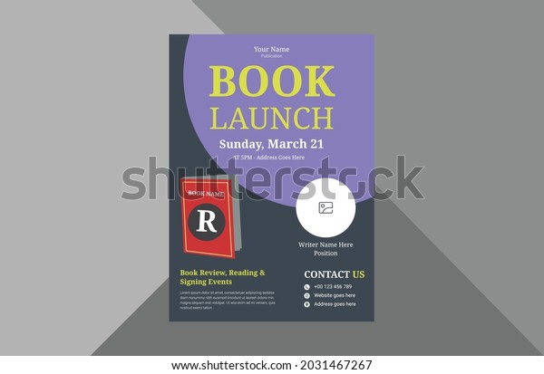 Book Launch Publishing Flyer Design Template Stock Vector (Royalty Free ...