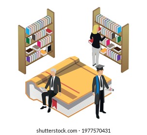 Book Library Concept Banner Characters Can Stock Vector (Royalty Free ...
