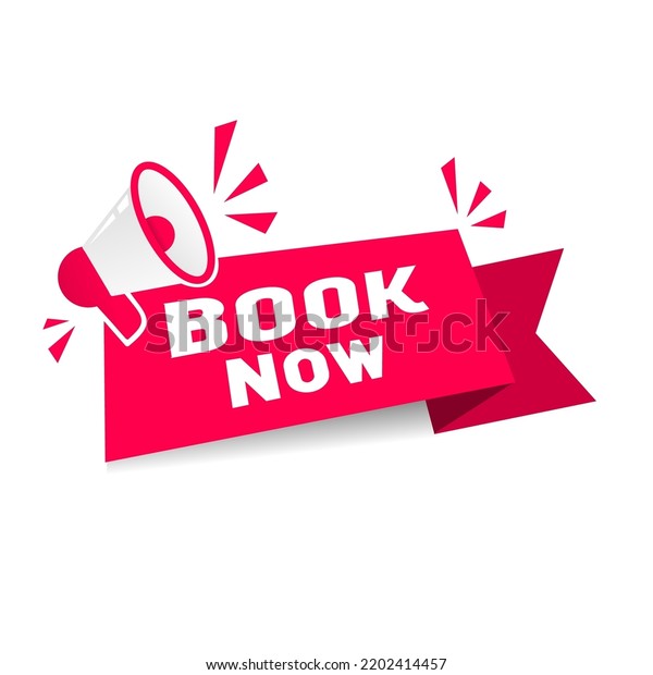 Book Now Banner Flat Label Design Stock Vector (Royalty Free ...
