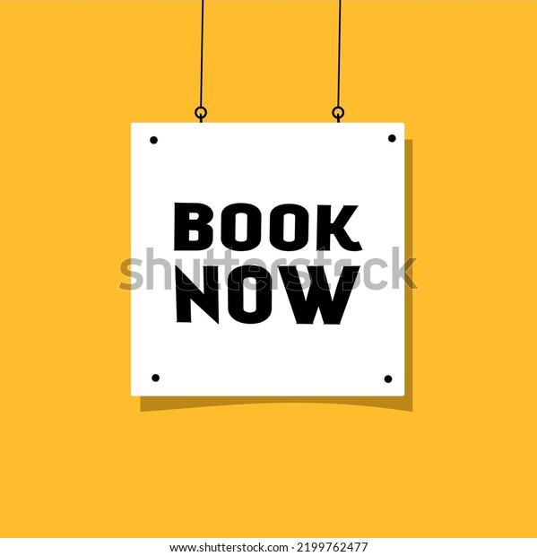 Book Now Banner Hanging Poster Flat Stock Vector (Royalty Free ...
