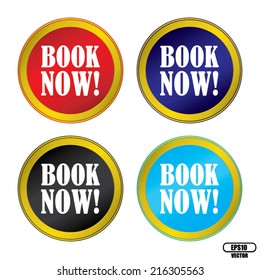 Book Now Colorful Round Button Gold Stock Vector (Royalty Free ...