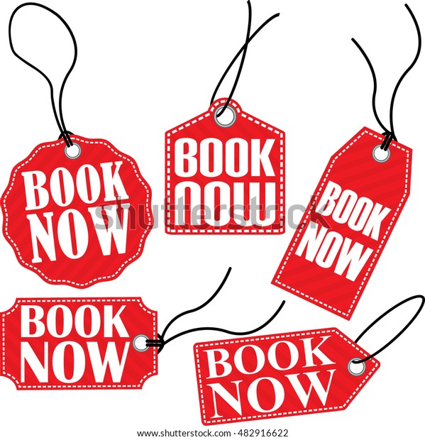 Book Now Red Tag Set Vector Stock Vector (Royalty Free) 482916622 ...