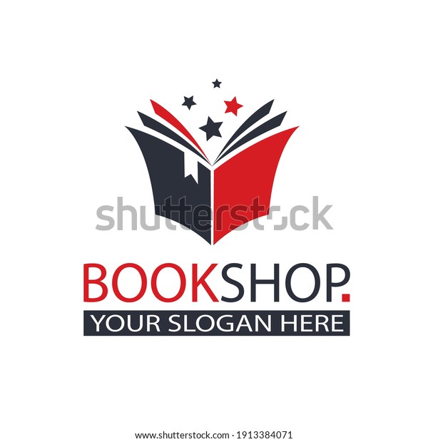 Book Store Emblem Open Book Isolated Stock Vector (Royalty Free ...