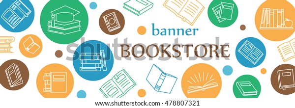Book Store Web Banner Line Icons Stock Vector (Royalty Free) 478807321 ...