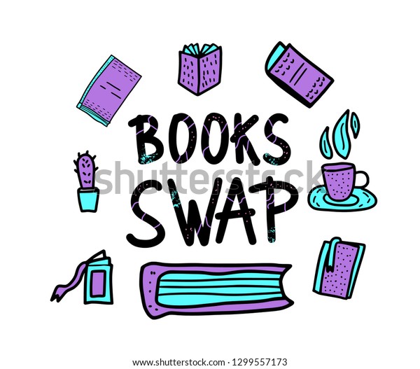 Book Swap Concept Hand Lettering Doodle Stock Vector (Royalty Free ...