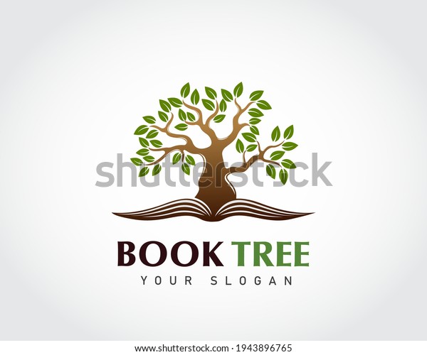Book Tree Logo Symbol Design Illustration: เวกเตอร์สต็อก (ปลอดค่า ...
