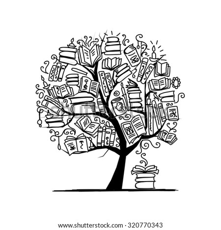 Book Tree Sketch Your Design Vector Stock Vector (Royalty Free ...