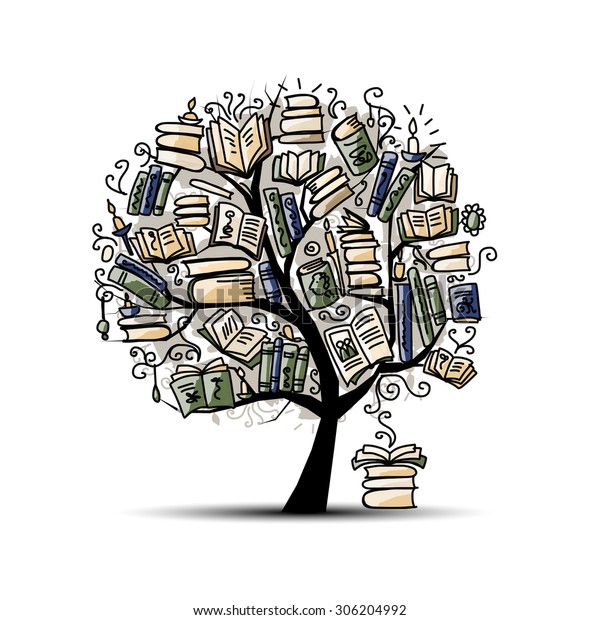 Book Tree Sketch Your Design Vector: เวกเตอร์สต็อก (ปลอดค่าลิขสิทธิ์ ...