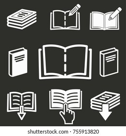 Book Icon Set White Background Isolated Stock Vector (Royalty Free ...