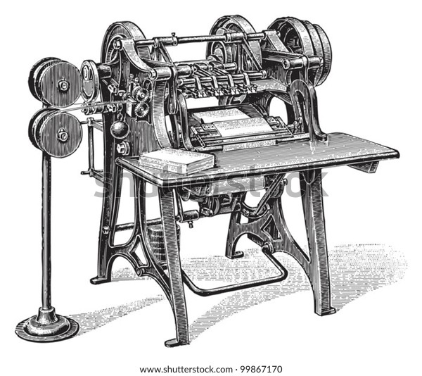 Bookbinding Machine Vintage Illustration Meyers Konversationslexikon ...
