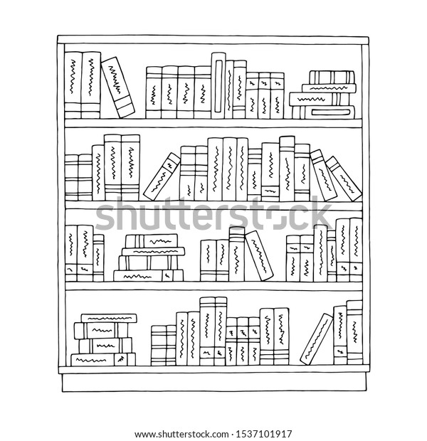 Bookcase Graphic Black White Isolated Sketch Stock Vector (Royalty Free ...