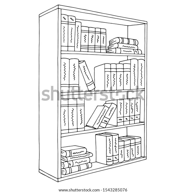 Bookcase Graphic Black White Isolated Sketch Stock Vector (Royalty Free ...