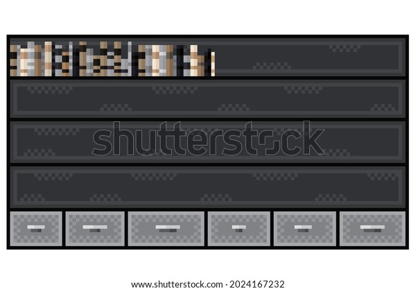 Bookcase Pixel Art Bookshelf Pixel Art: เวกเตอร์สต็อก (ปลอดค่าลิขสิทธิ์ ...