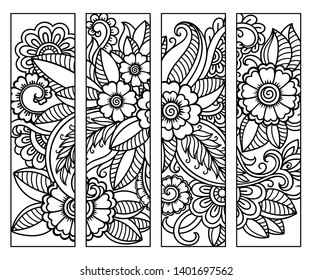 Bookmark Book Coloring Set Black White Stock Vector (Royalty Free ...