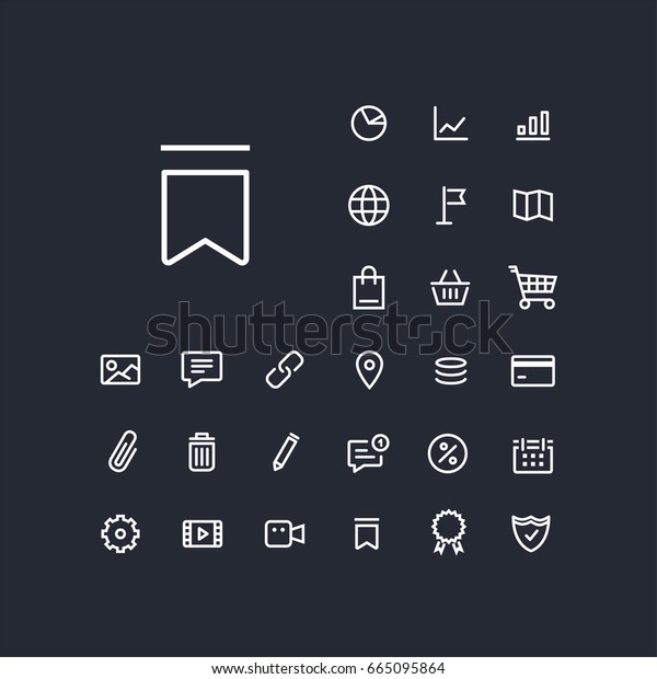Bookmark Icon Set On Black Background Stock Vector (Royalty Free ...