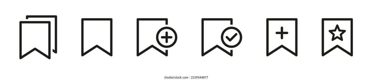 Bookmark Icon Set Save Sign Collection Stock Vector (Royalty Free ...