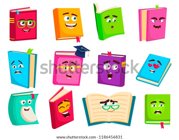 Books Cartoon Characters Set Textbook Collection: stockvector ...