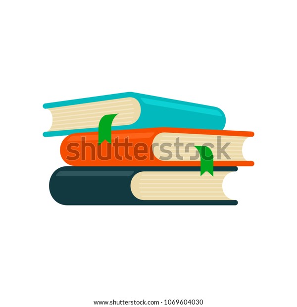 Books Pile Bookmarks Stacks Column Set Stock Vector (Royalty Free ...
