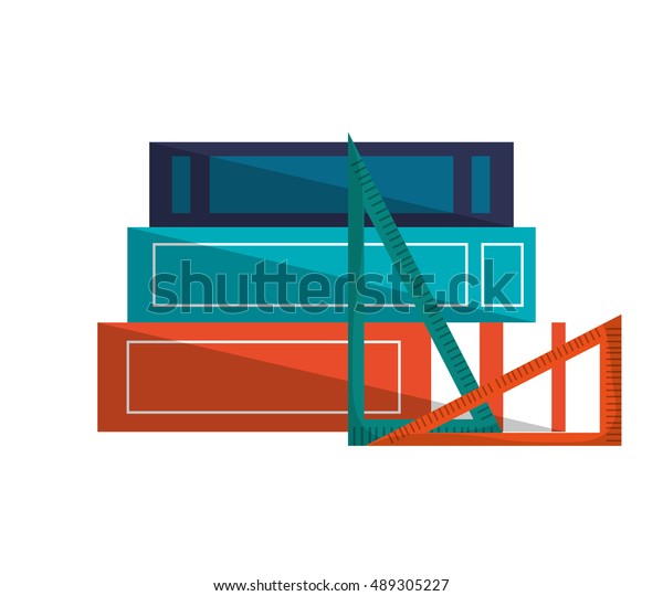 Books Ruler Icon Stock Vector (Royalty Free) 489305227