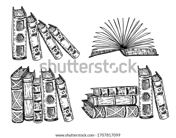 Books Vector Sketch Collection Pile Books Stock Vector (Royalty Free ...