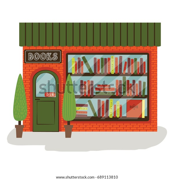 Bookshop Bookstore Facade Vector Illustration Books: เวกเตอร์สต็อก ...