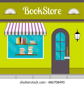 Bookshop Front Bookstore Facade Flat Style Stock Vector (Royalty Free ...