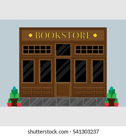 Bookstore Book Shop Facade Front View: เวกเตอร์สต็อก (ปลอดค่าลิขสิทธิ์ ...