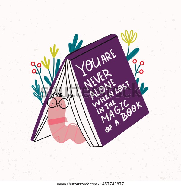 Bookworm Book Standing Like Tent Worm Stock Vector (Royalty Free ...