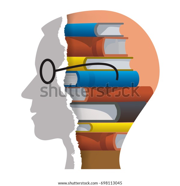 Bookworm Reader Concept Stylized Male Head Stock Vector (Royalty Free ...