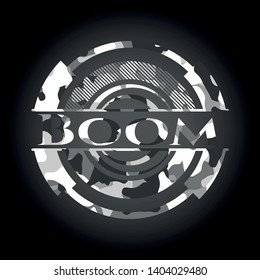 Boom Grey Camouflaged Emblem Vector Illustration Stock Vector (Royalty ...